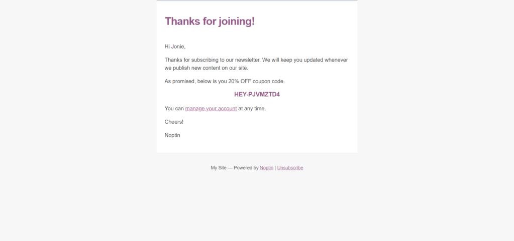 How to send a unique WooCommerce coupon code to new email subscribers