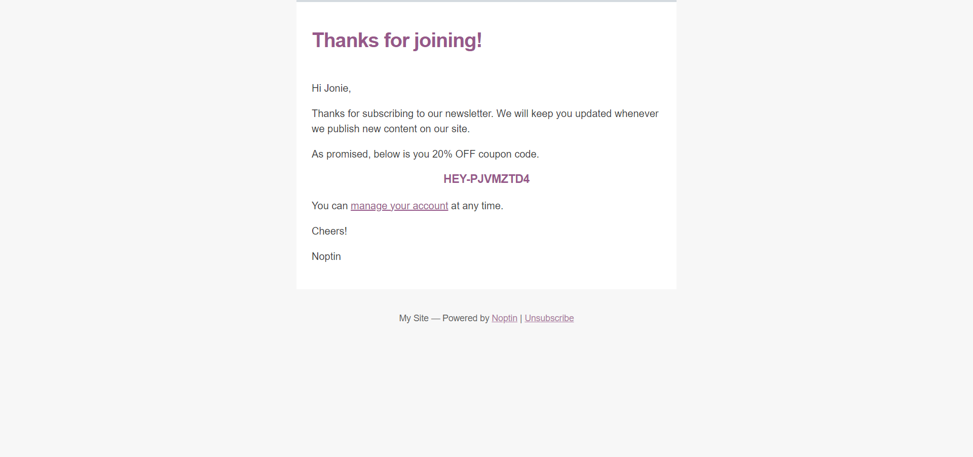 How to send a unique WooCommerce coupon code to new email subscribers