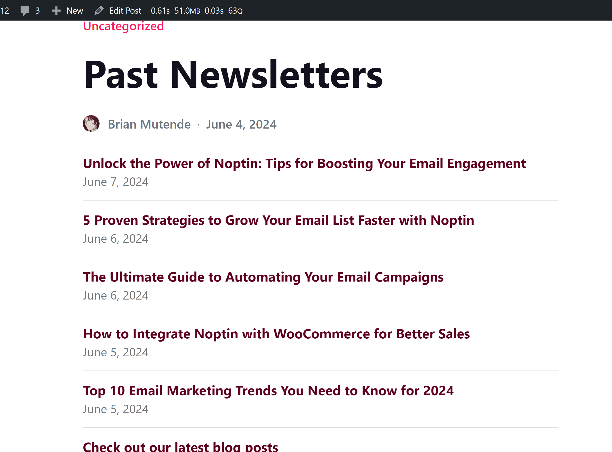 How to display past newsletter issues on your site | Noptin