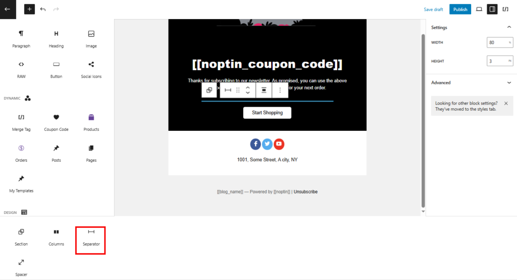 Separator Block | Noptin