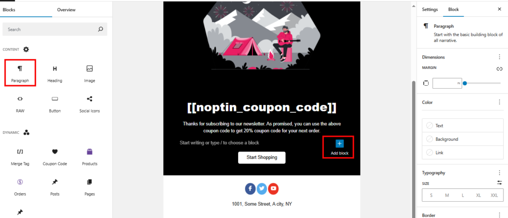 Paragraph Block | Noptin