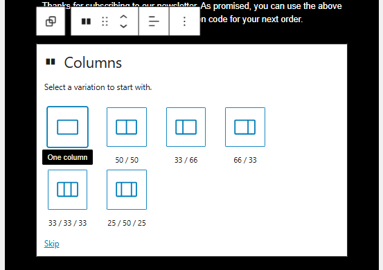 Columns Block | Noptin