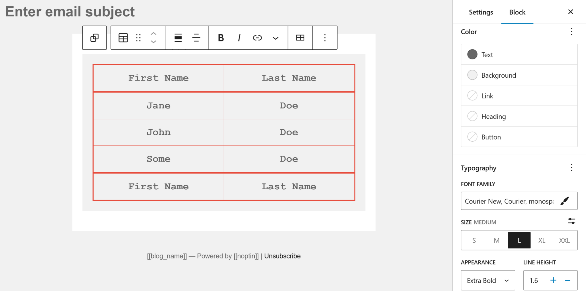 How to display HTML tables in your emails and newsletters | Noptin